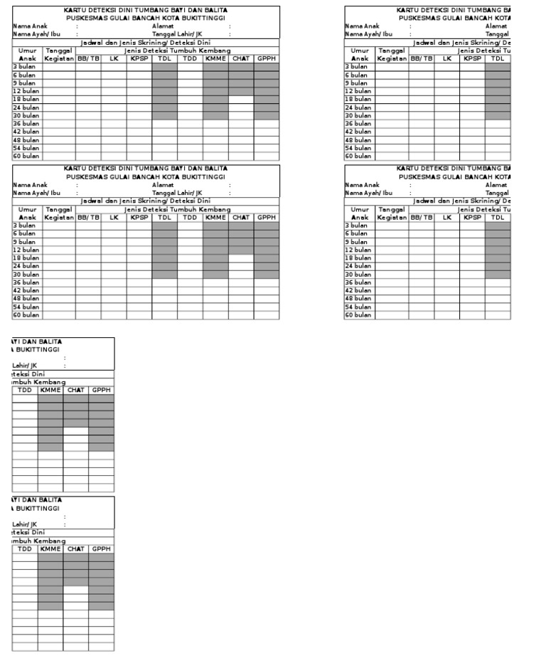 Kartu DDTK Anak | PDF