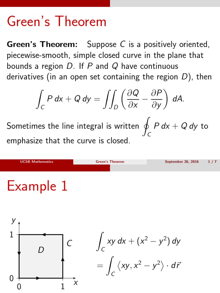Green's Theorem: UCSB Mathematics | PDF