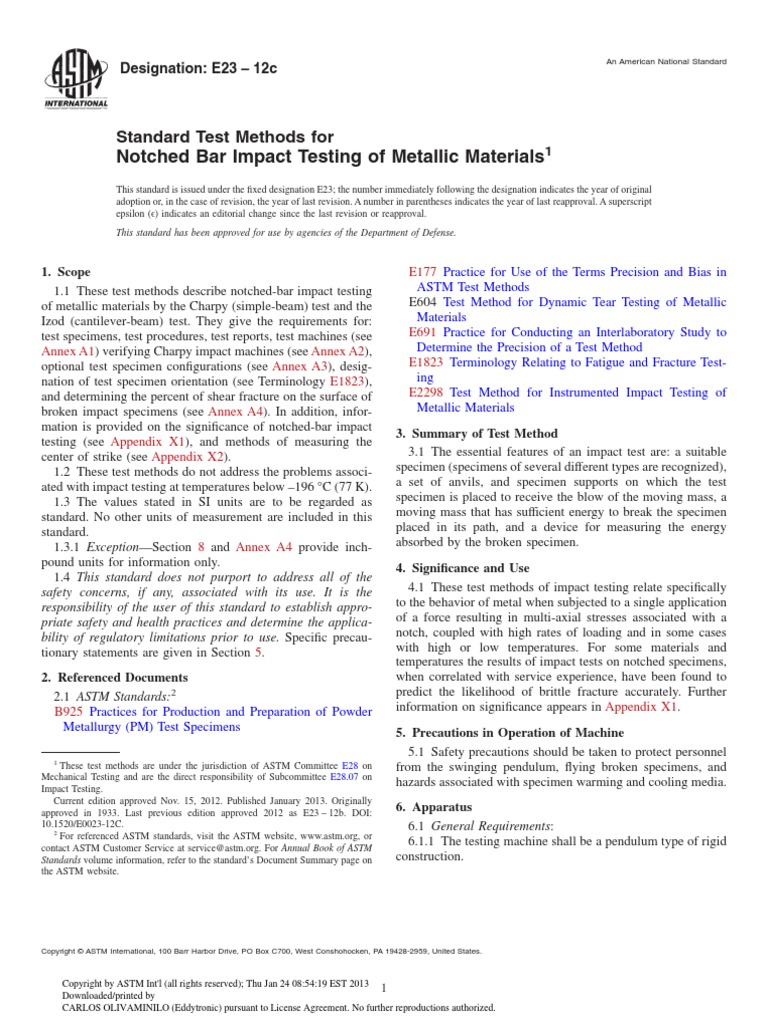 ASTM E23-12c.pdf | Fracture | Temperature