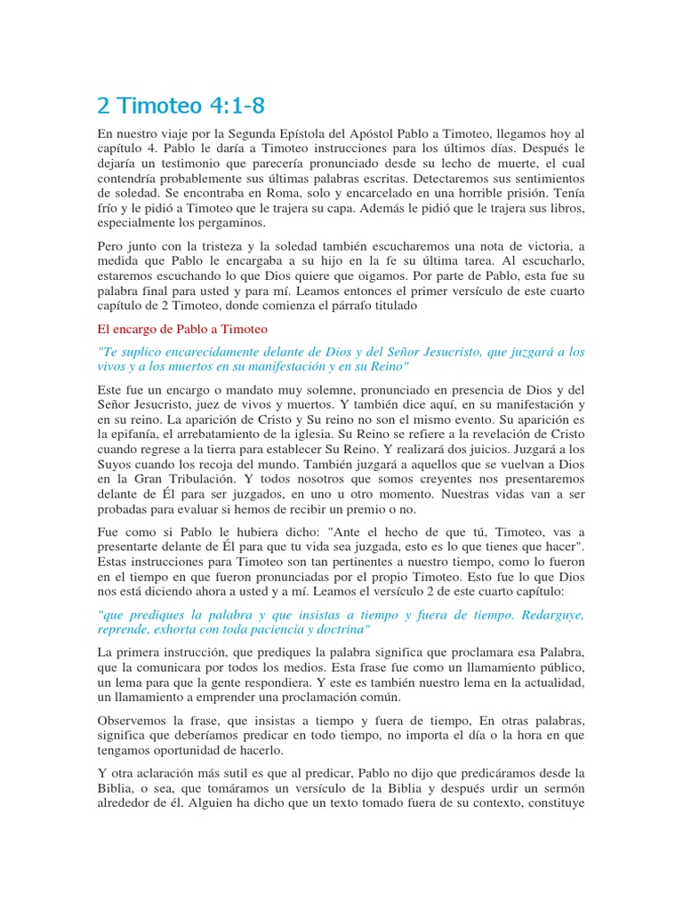 2 Timoteo 4-1 Al 8 | PDF | Religión y espiritualidad