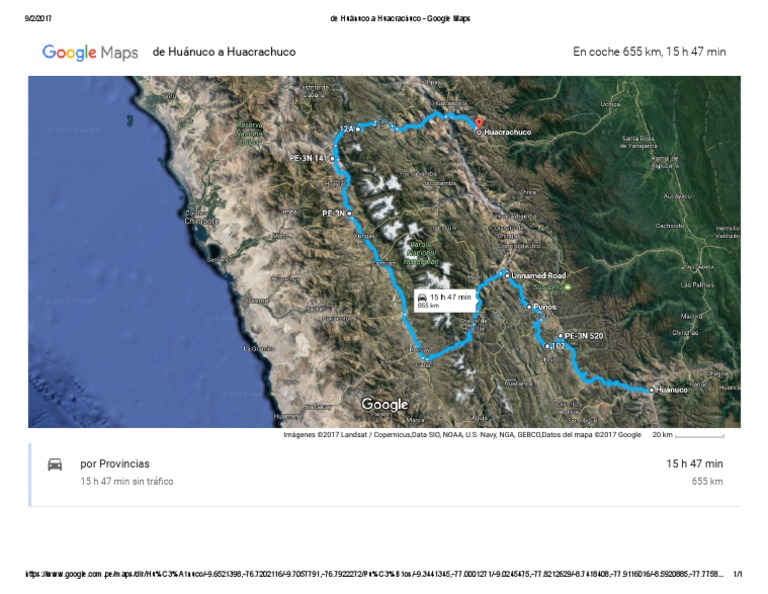 De Huánuco a Huacrachuco - Google Maps | PDF