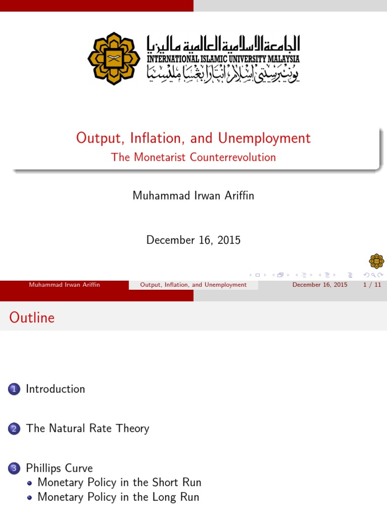 Output, Inflation, and Unemployment: The Monetarist Counterrevolution | PDF | Phillips Curve ...