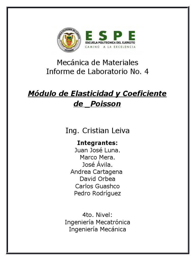 Módulo de Elasticidad y Coeficiente de Poisson | PDF | Mecánica de ...