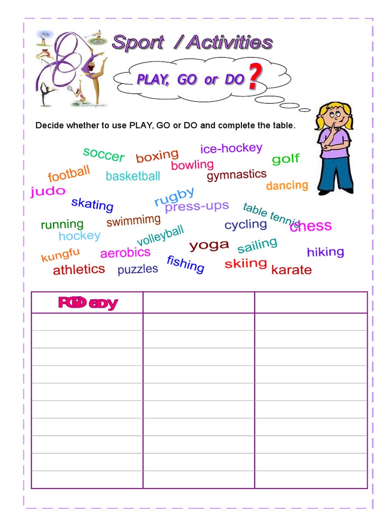 A Guide to Common Sports and Activities: Choosing Between Play, Go and ...