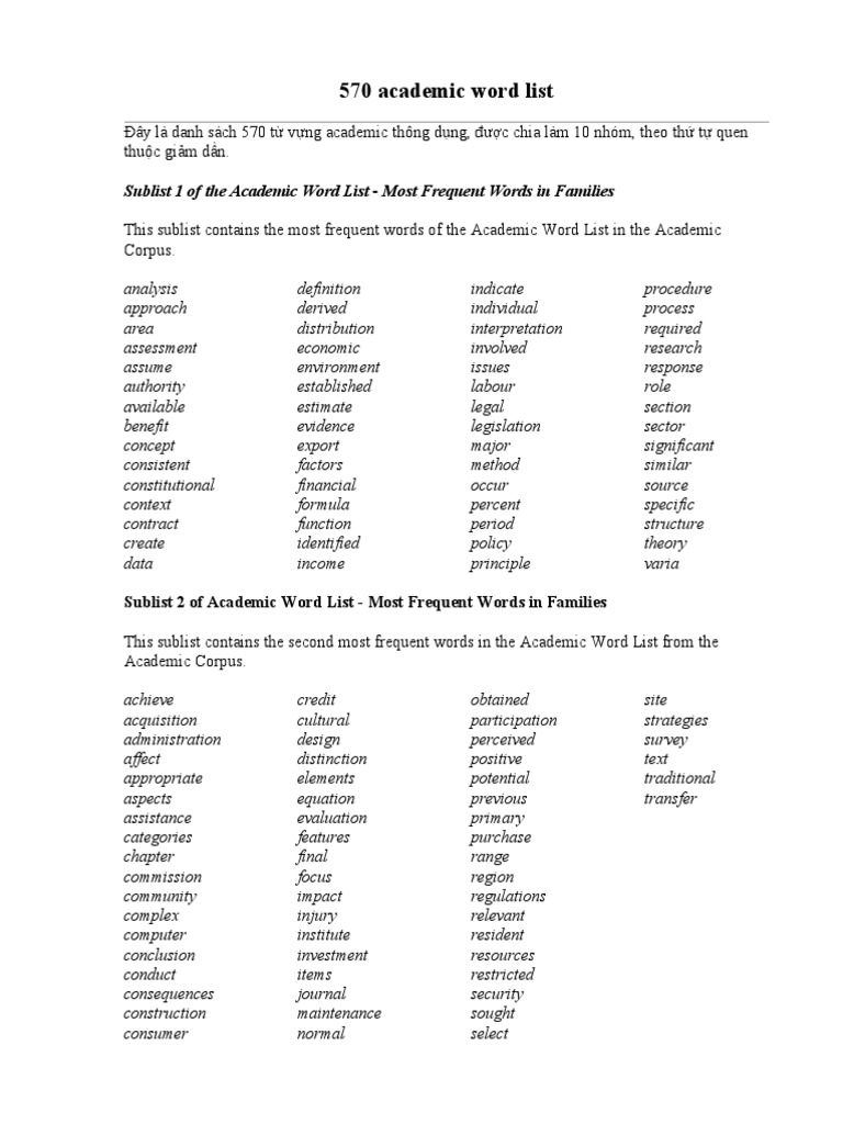 570 Essential Academic Words List | PDF | Evaluation | Science