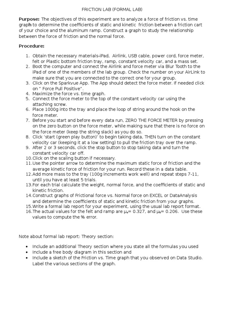 Formal Friction Lab Sparkvue | PDF | Friction | Force