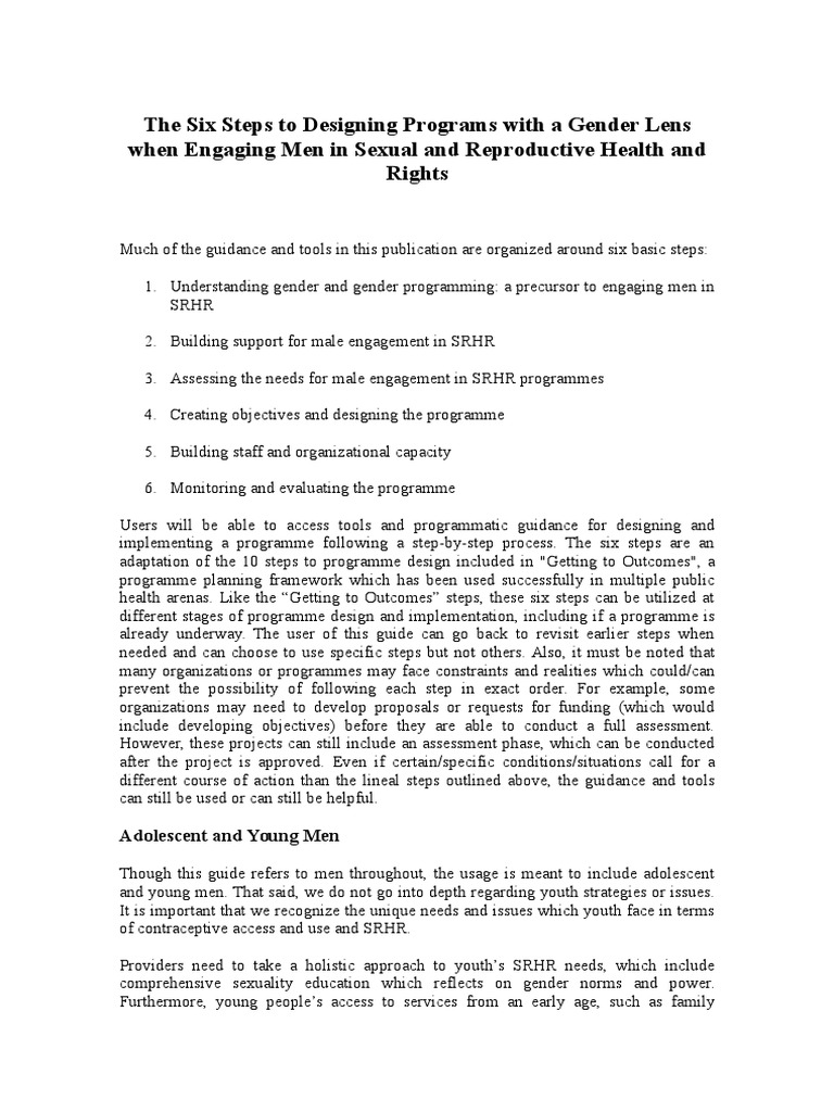 The Six Steps To Designing Programs With A Gender Lens When Engaging ...