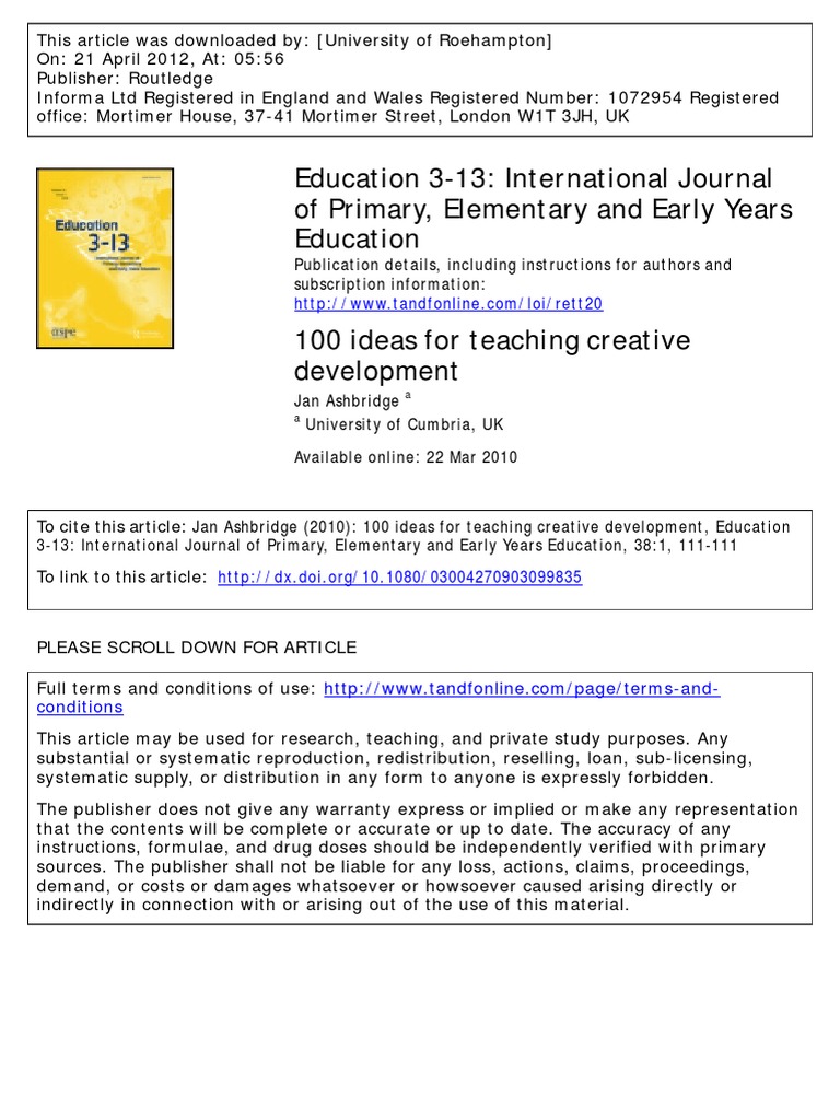 100 Creative Development Teaching Ideas | PDF | Thought | Curriculum