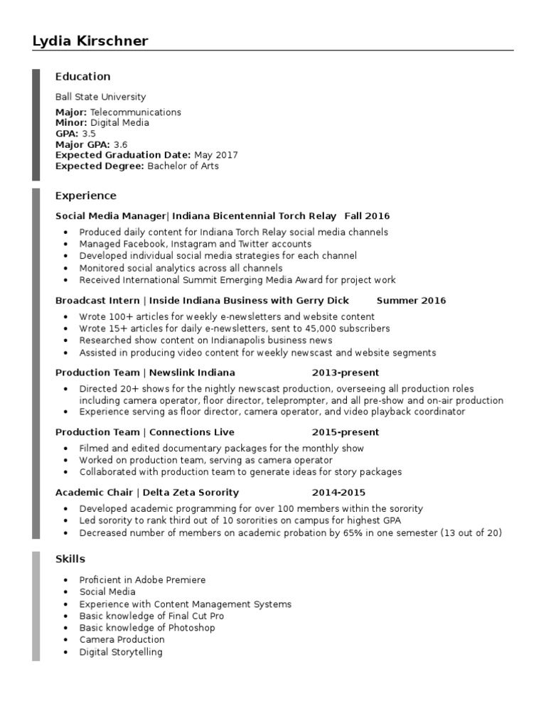 Lydia Kirschner Resume Digitalporfolio | PDF