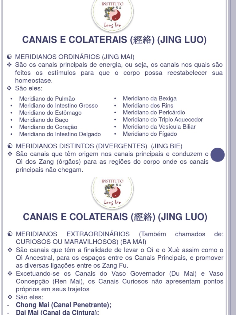 Meridianos MTC - Jing Luo | PDF | Meridiano (acupuntura) | Medicina ...