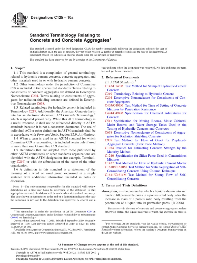 astm C125 - Terminología | PDF | Construction Aggregate | Concrete