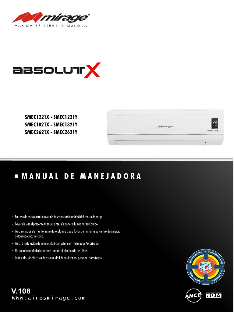 Manual de Control Mirage Absolut X | PDF | Control remoto | Póliza de ...