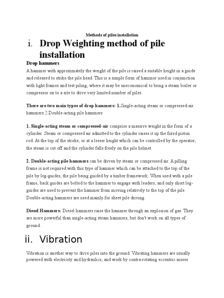 Methods of Piles Installation | PDF | Deep Foundation | Building ...