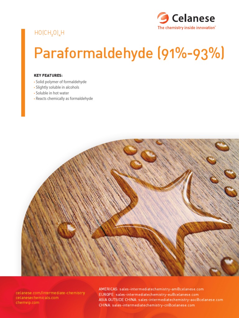 Paraformaldehyde Brochure | PDF | Formaldehyde | Solubility
