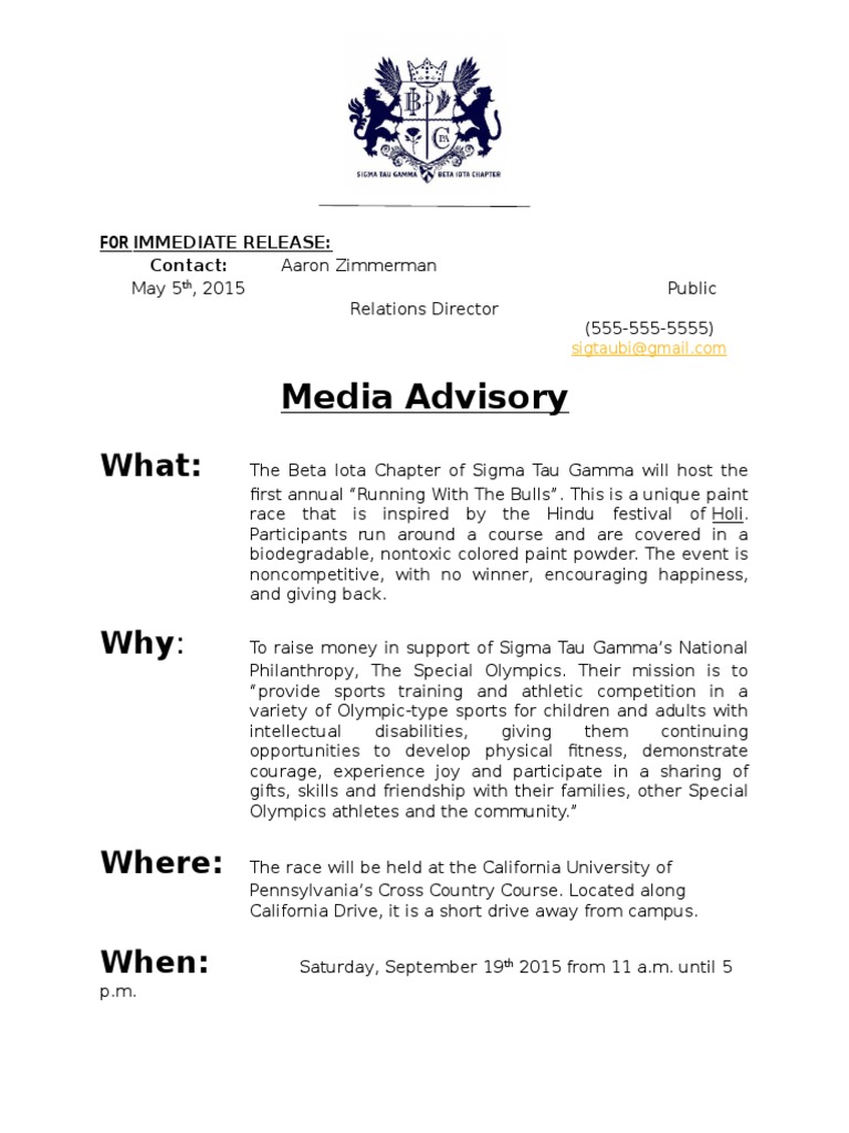 Media Advisory | PDF