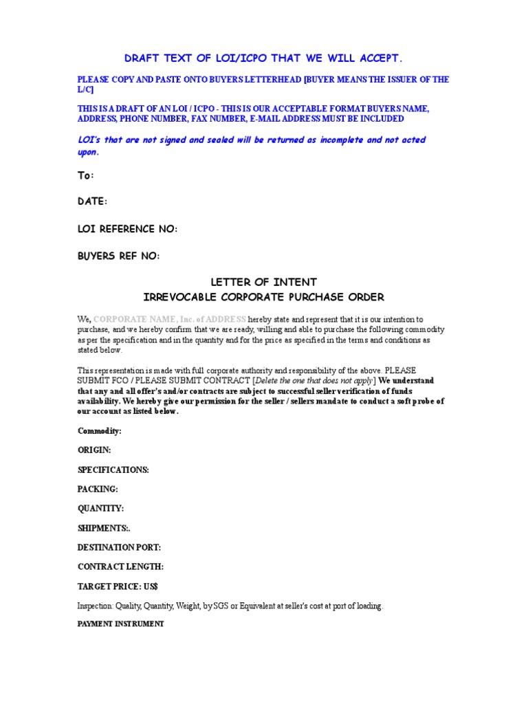 Draft Text of Loi | PDF