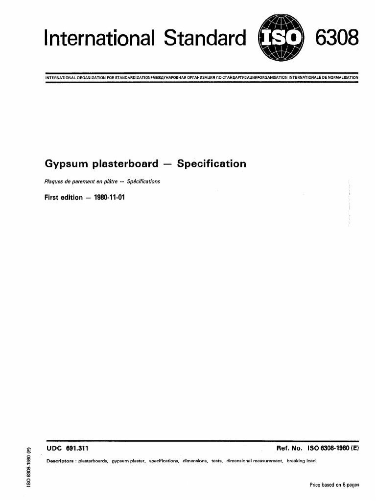Iso 6308-1980 | PDF | Drywall | Manmade Materials