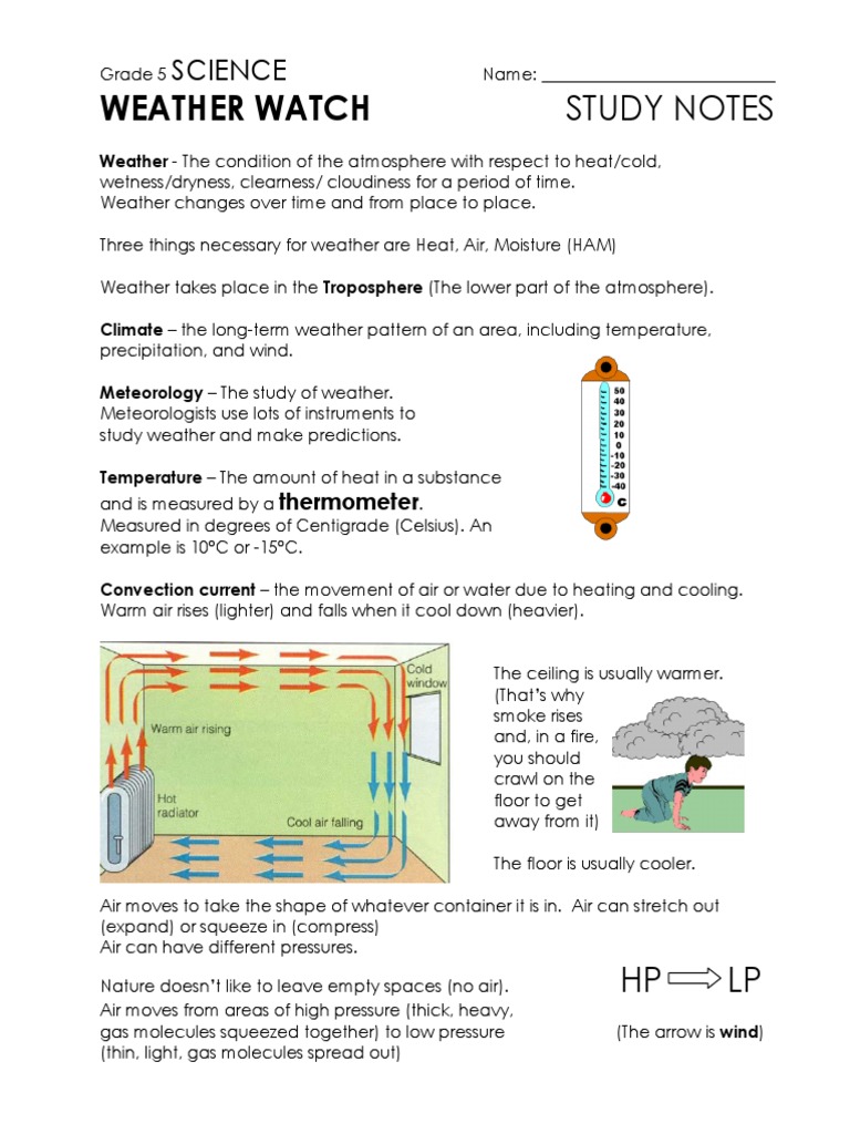 5th Grade Weather Study Notes | PDF | Humidity | Atmosphere Of Earth
