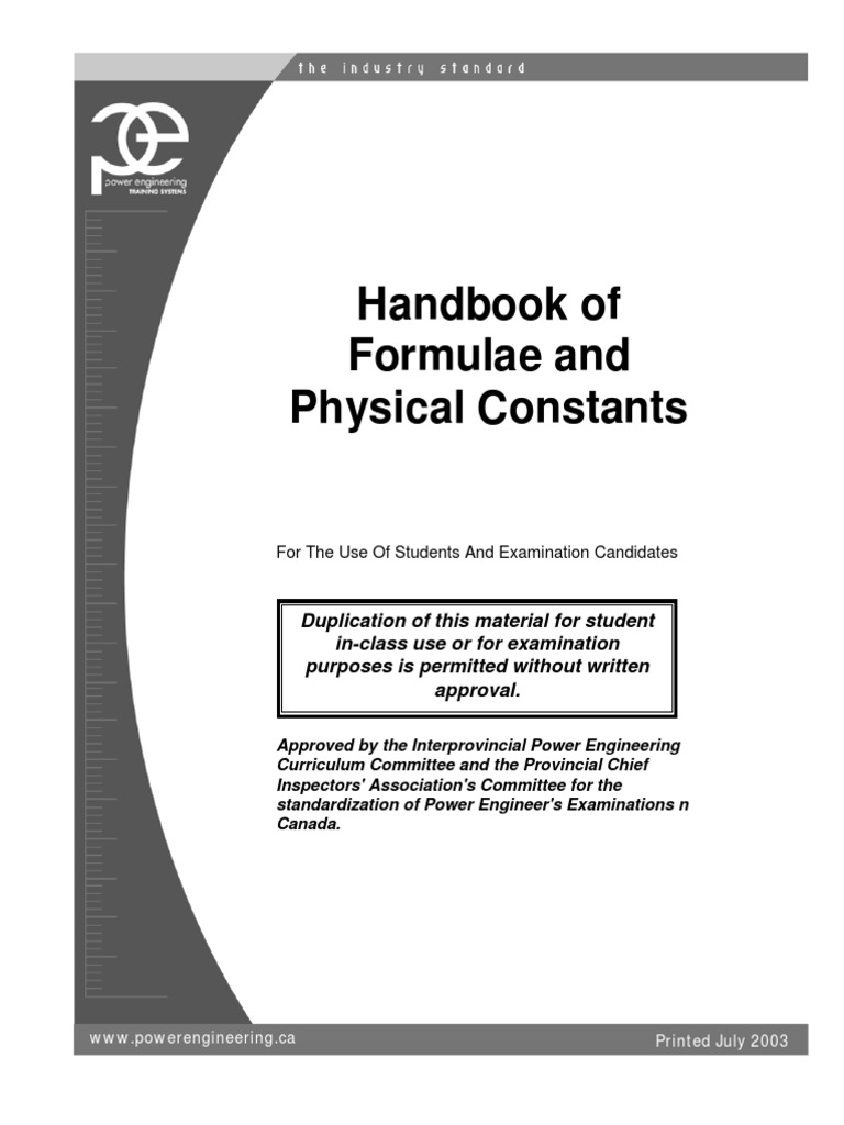 Handbook of Formulae and Constants | PDF | Acceleration | Torque