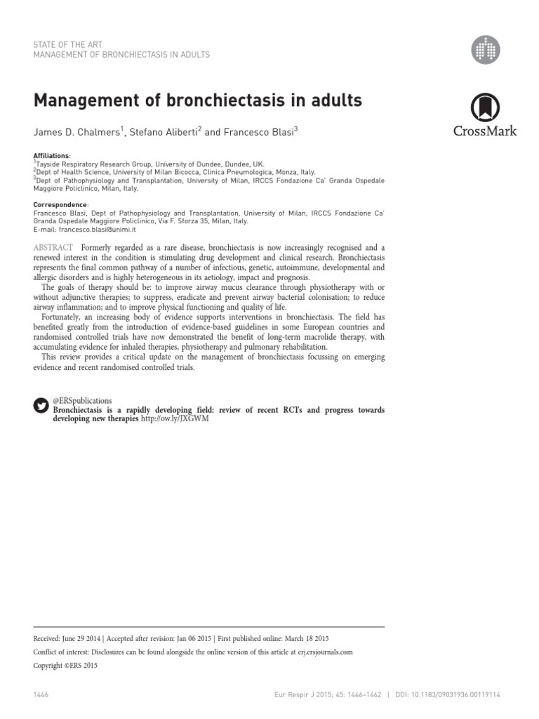 Management of Bronchiectasis in Adults | Chronic Obstructive Pulmonary ...