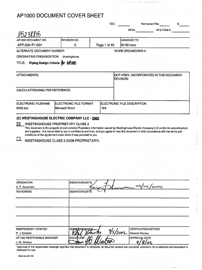 AP1000 Piping Design Criteria PDF | PDF