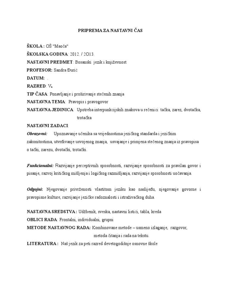 Priprema Br. 3 - Interpunkcijski Znakovi | PDF