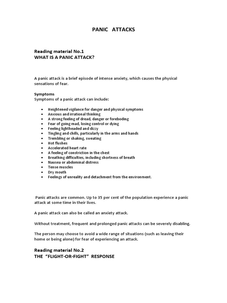 Reading Material No.1 What Is A Panic Attack? | PDF
