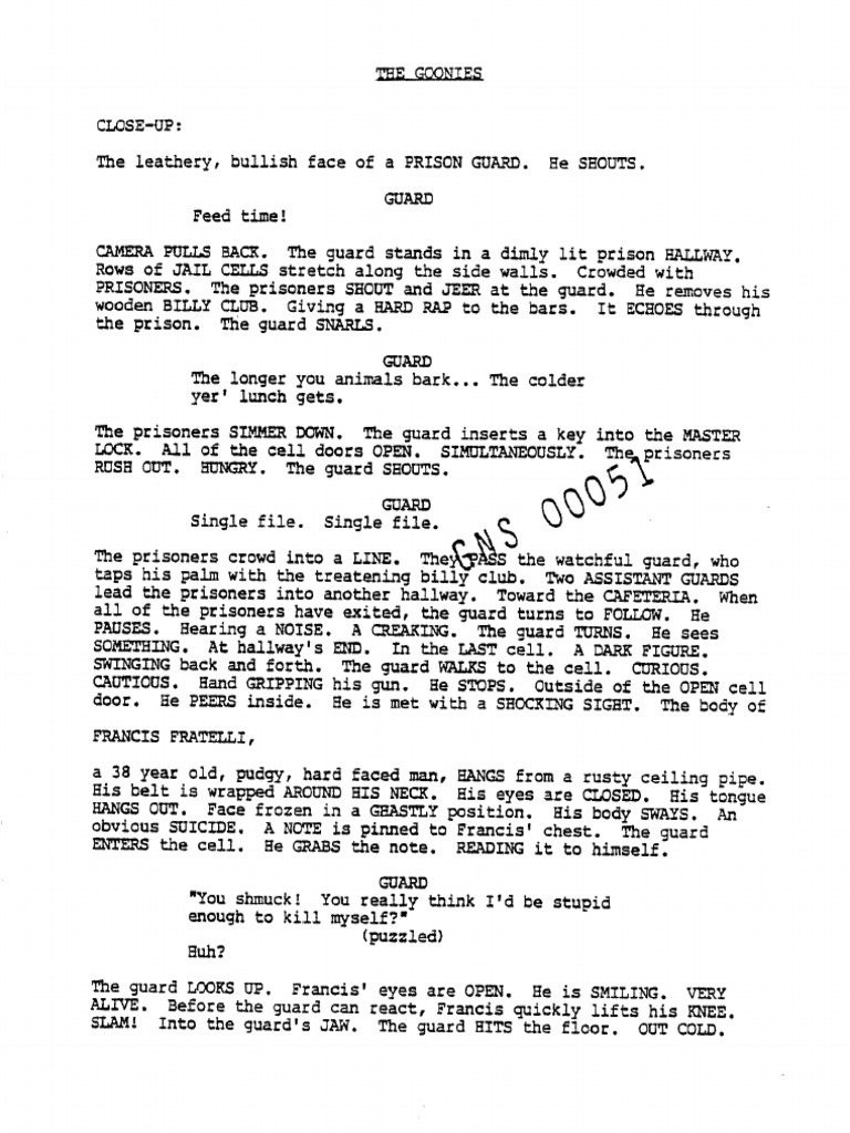 Goonies screenplay