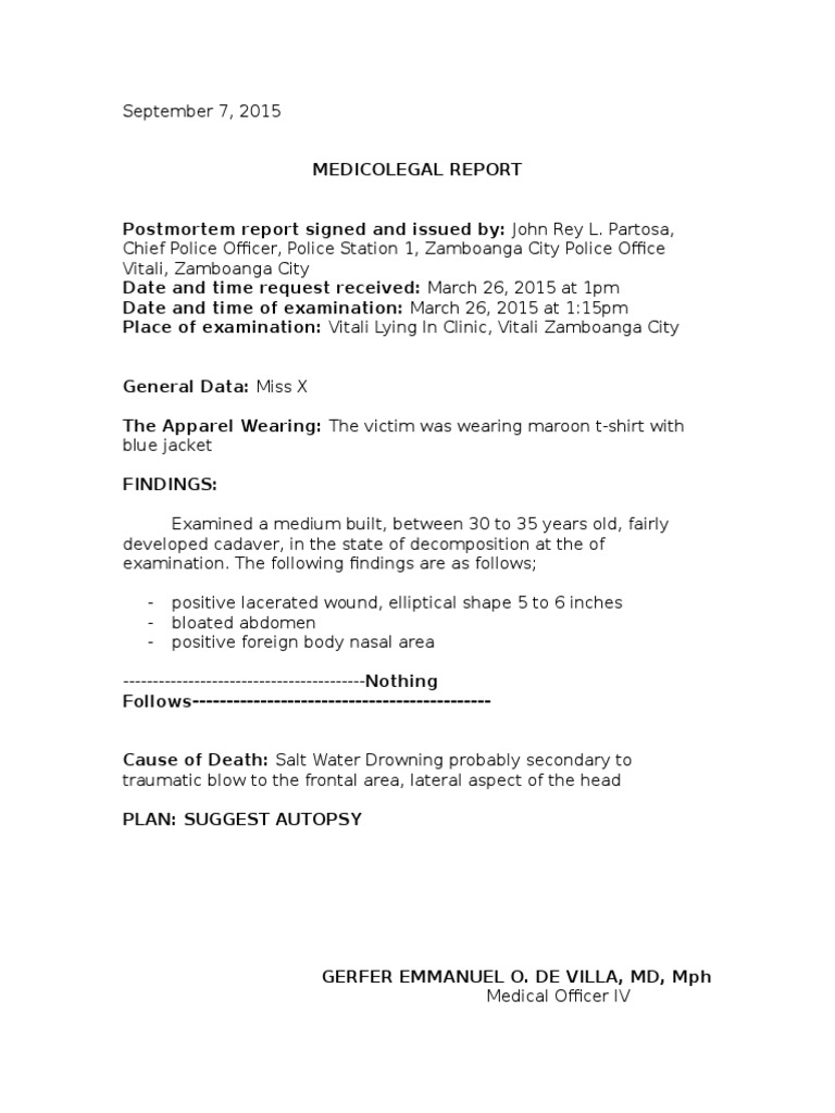 Medicolegal Report | PDF | Autopsy | Health Sciences