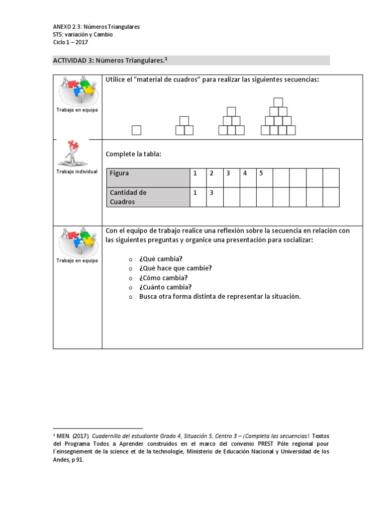 Anexo 2.3 Actividad Numéros Triangulares | PDF | Aprendizaje | Cognición