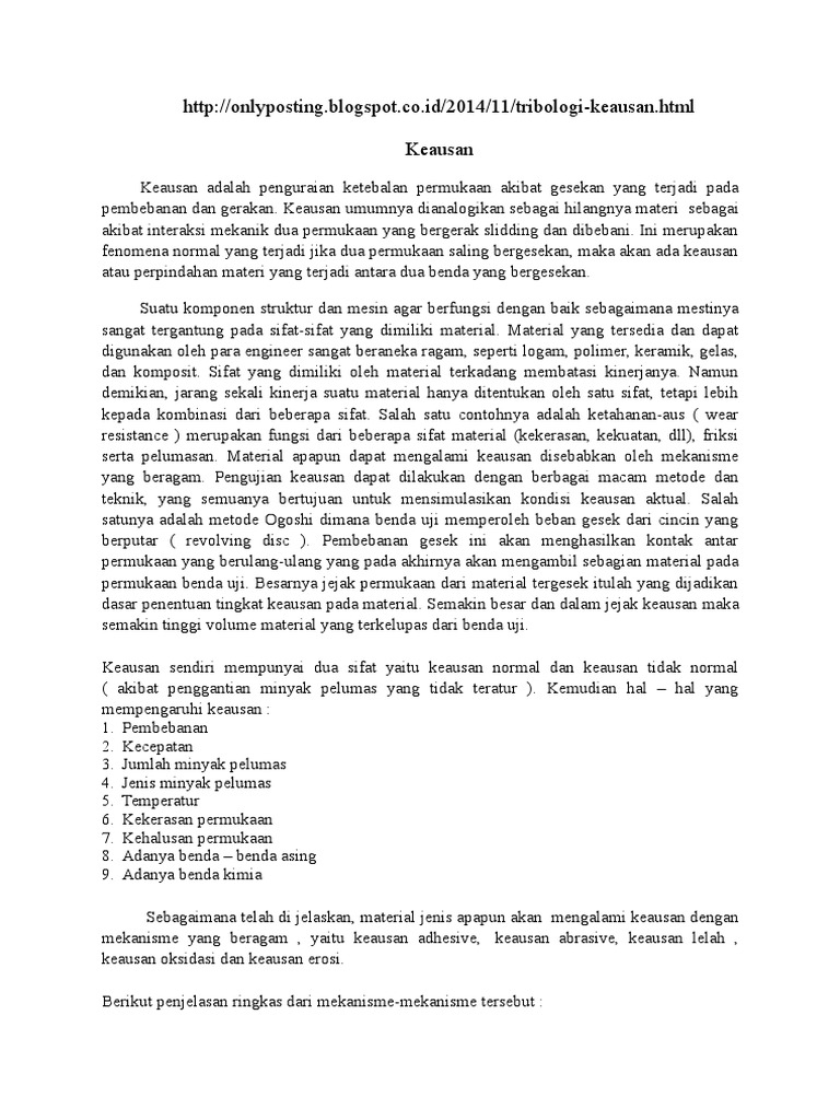 Pengertian Keausan | PDF