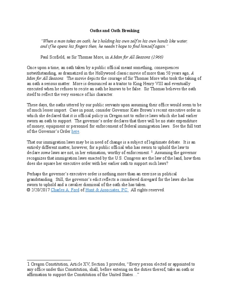 Oaths and Oath Breaking | PDF | Law