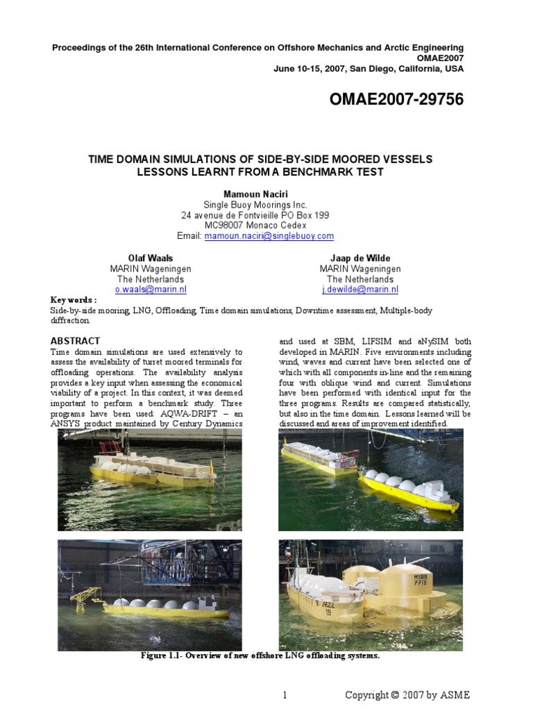 1 - Side by Side Mooring Analysis | PDF | Liquefied Natural Gas | Fluid ...