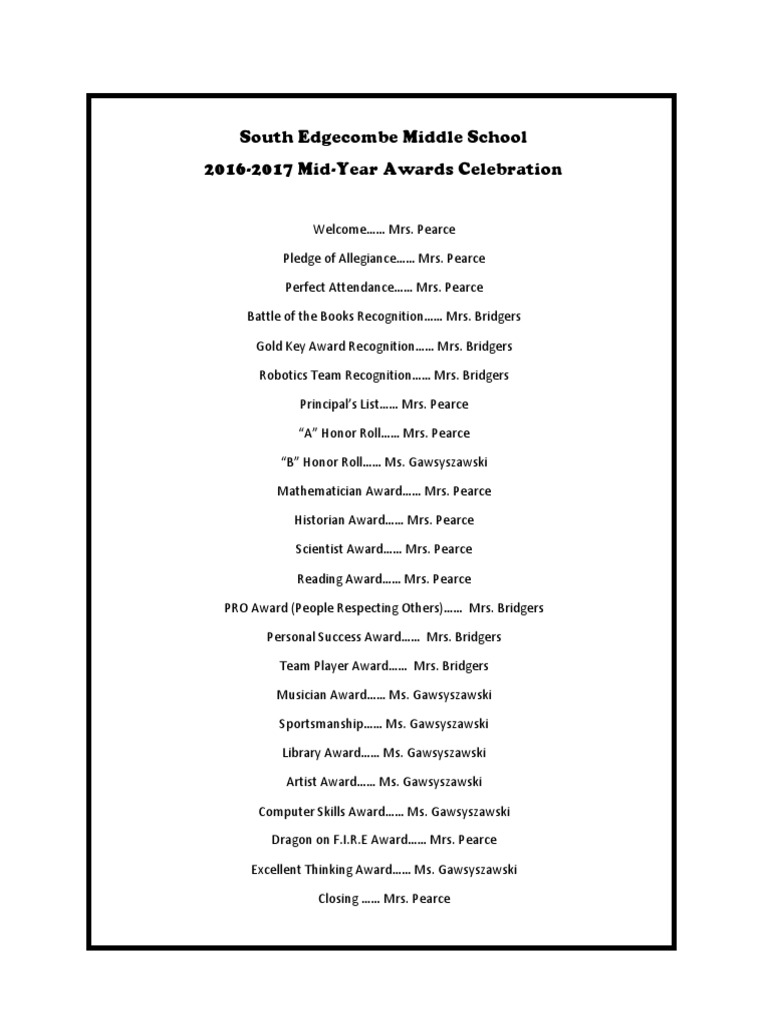 First Semester Awards Schedule | PDF