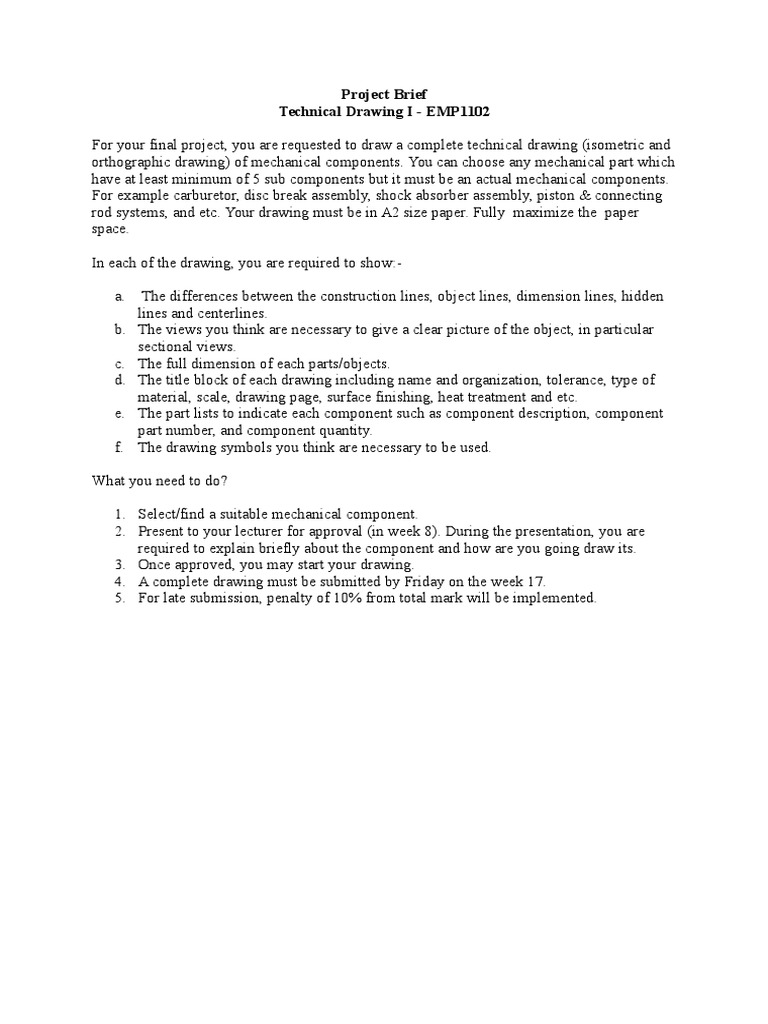 Project Brief Technical Drawing I - EMP1102 | PDF