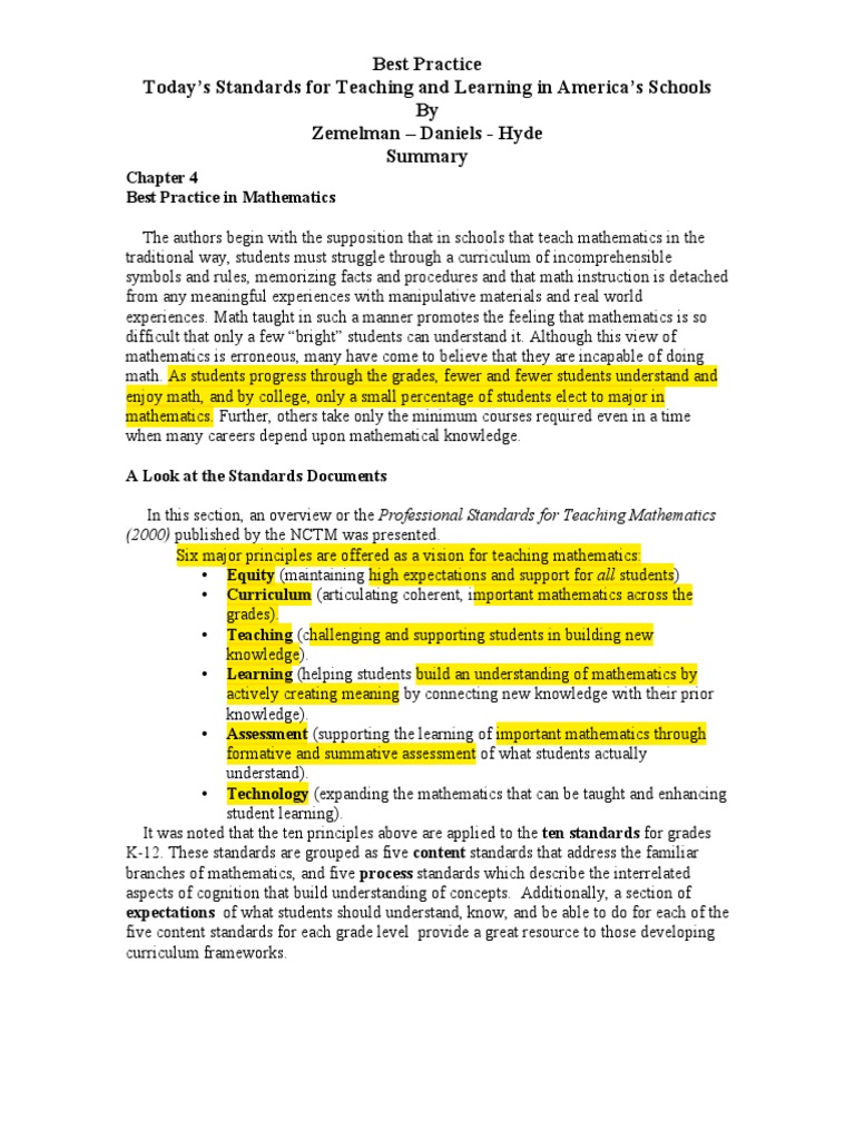 Best Practice (Mathematics) | PDF | National Council Of Teachers Of ...