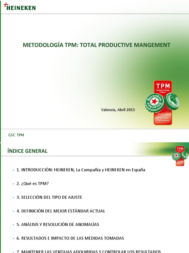 Metodología TPM en Heineken España | PDF | Calidad (comercial) | Business