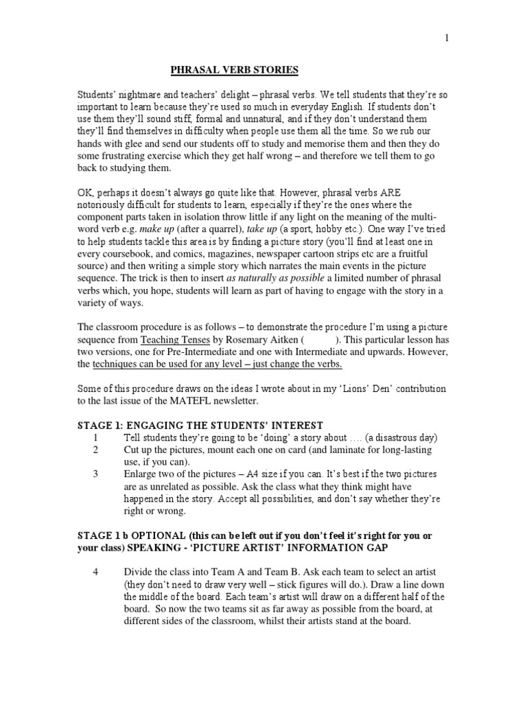 Phrasal Verb Stories | PDF | Verb | Grammar