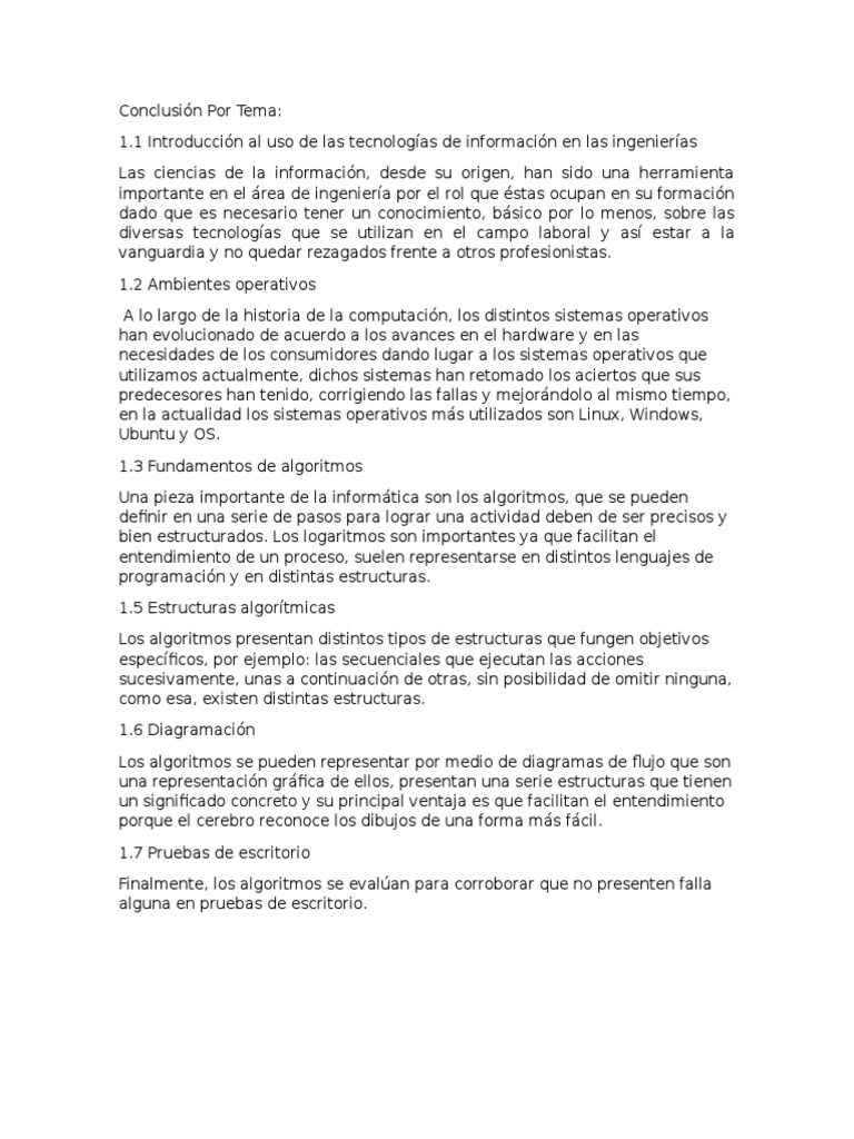 Conclusión | PDF | Algoritmos | Sistema operativo