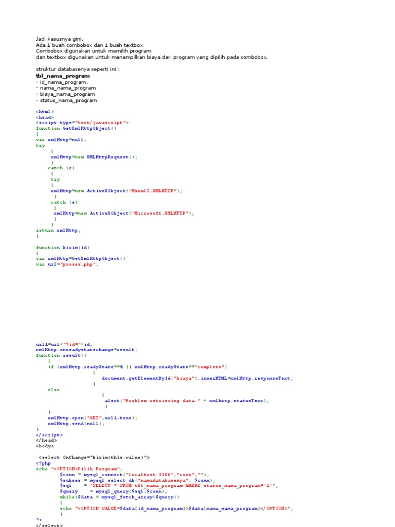 TBL - Nama - Program: HTML Head Script Type Getxmlhttpobject XMLHTTP ...