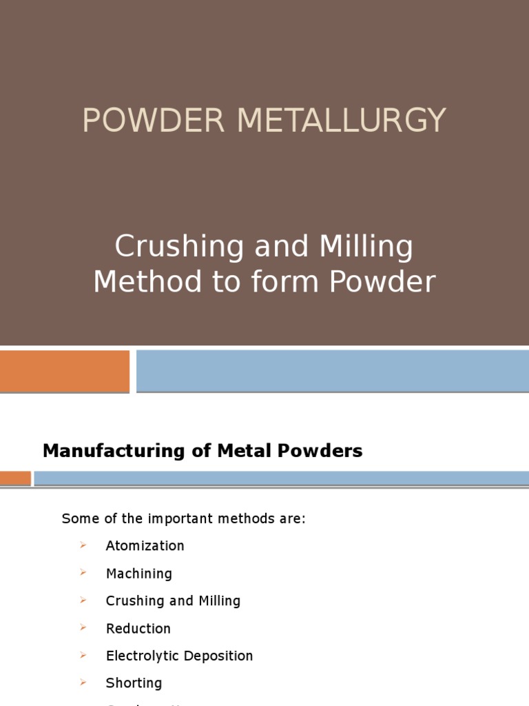 Powder Metallurgy: Crushing and Milling Method To Form Powder | PDF ...