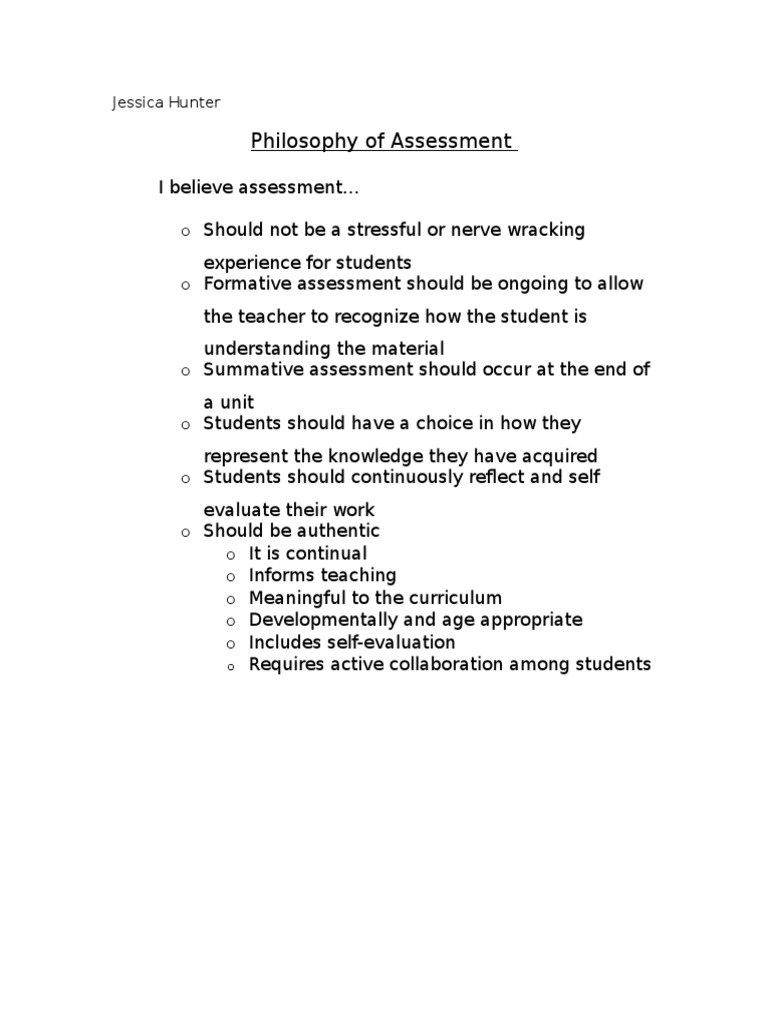 Philosophy of Assessment | PDF