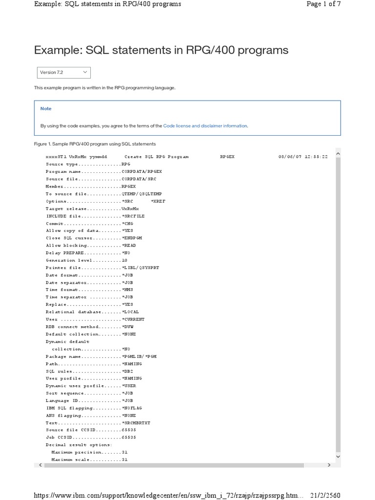 Example SQL RPG400 Programs | PDF | Ibm Rpg | Source Code