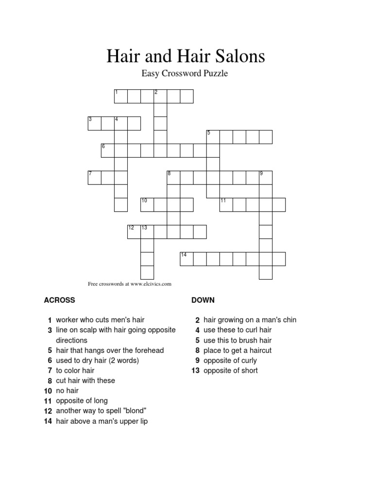 Hair Salon Crossword Puzzle Guide | PDF