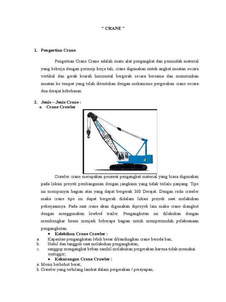 Panduan Jenis-Jenis Crane | PDF | Teknologi & Rekayasa