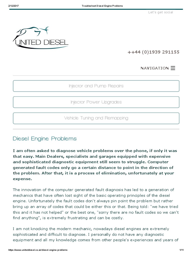 Troubleshoot Diesel Engine Problems | PDF | Diesel Engine | Fuel Injection