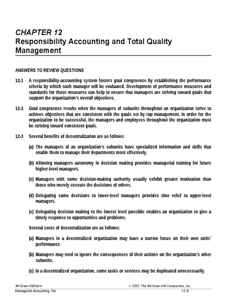 Responsibility Accounting Insights | PDF | Revenue | Income Statement