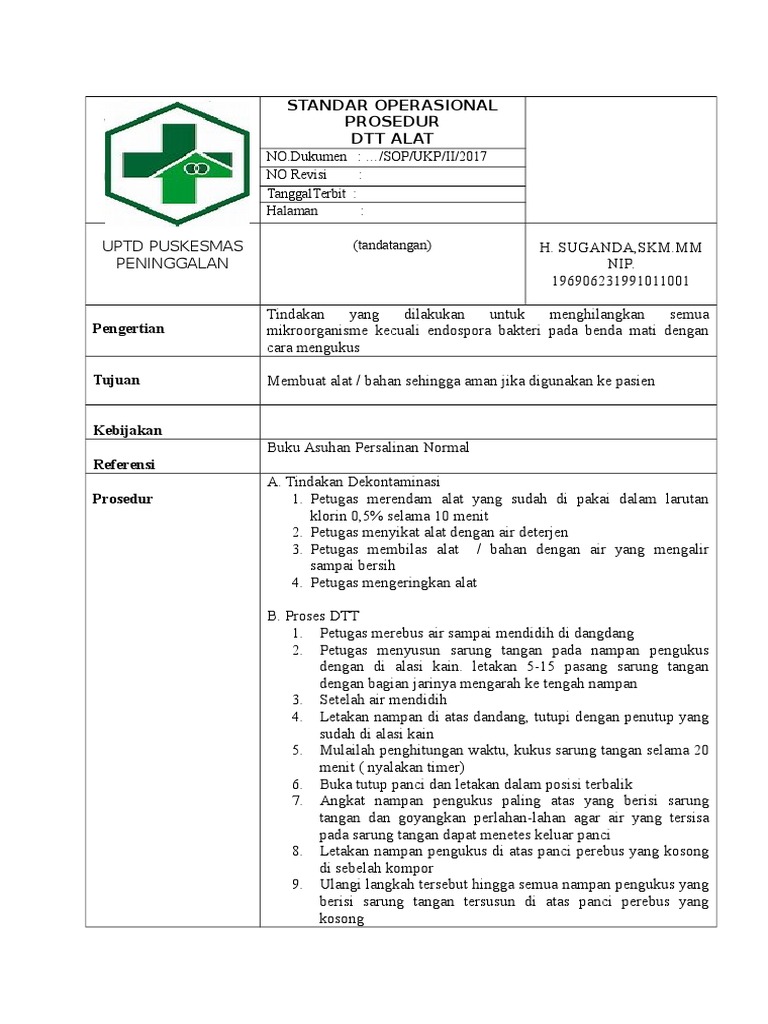 Prosedur DTT untuk Sterilisasi Alat | PDF