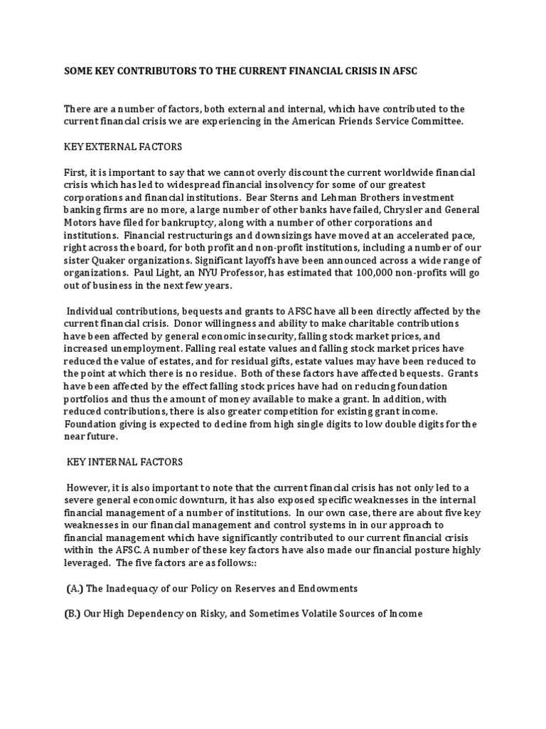 AFSC Financial Decline Analysis | PDF | Financial Crisis Of 2007–2008 ...