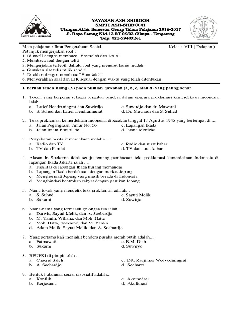 Soal UKK Ips Kelas 8 PDF | PDF